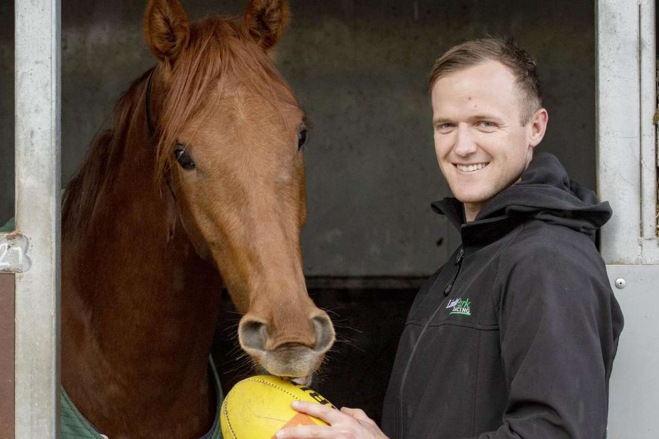 Trainer Will Hayes looking on Brightside after footy injury