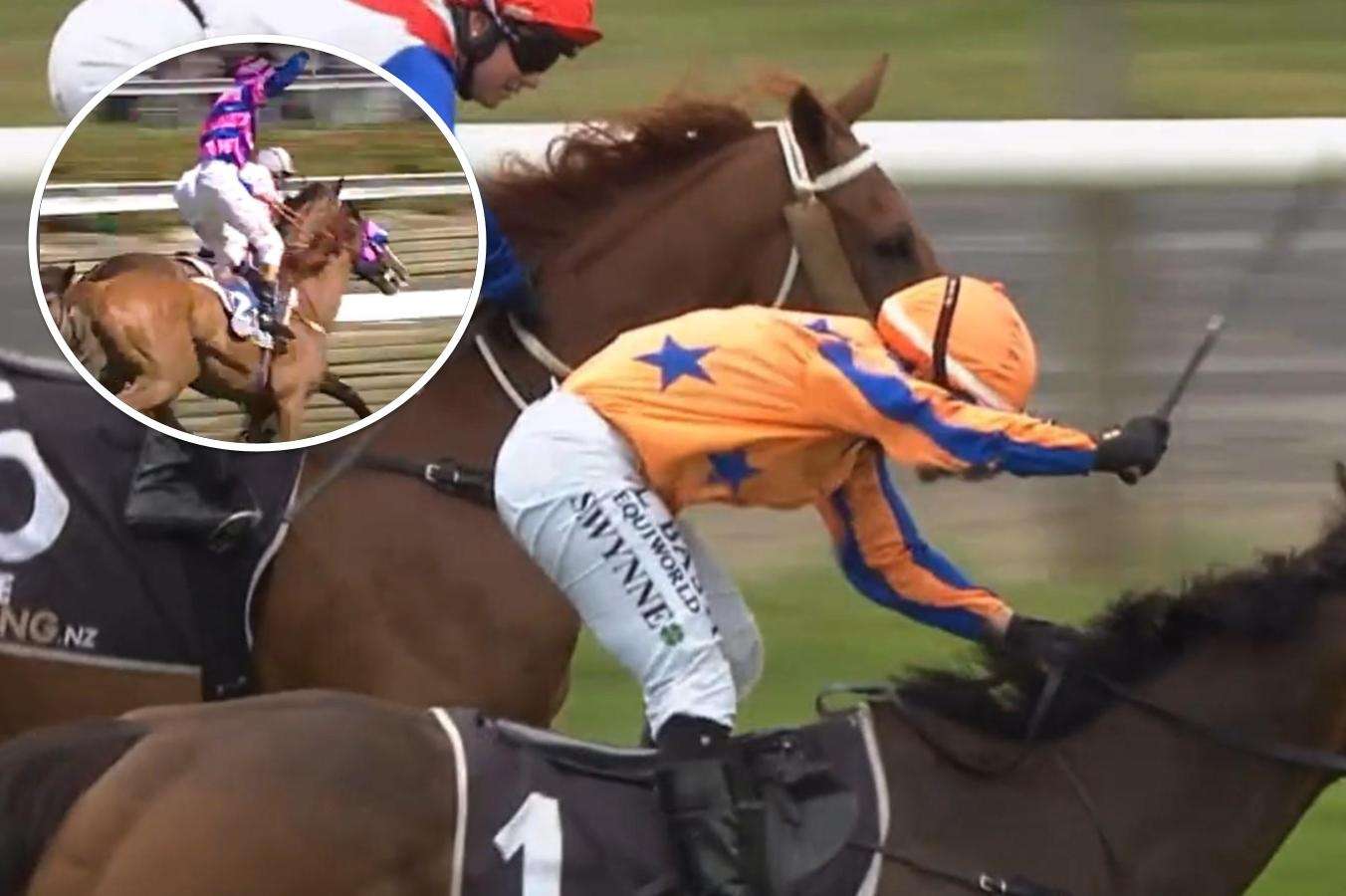 Oh no! Jockey gives winning salute after running second